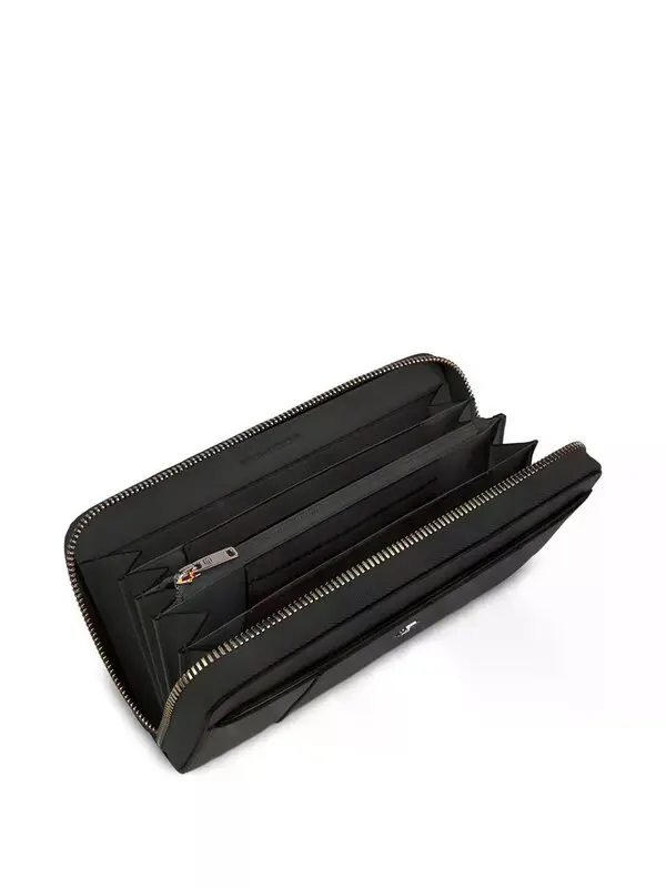 PIQUADRO Zip Around Leather Wallet - Black
