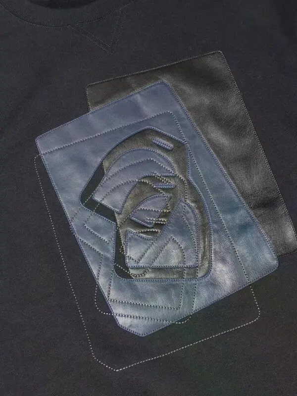 Hermès 2010s Etrier Decales Leather Patch Crewneck Sweatshirt