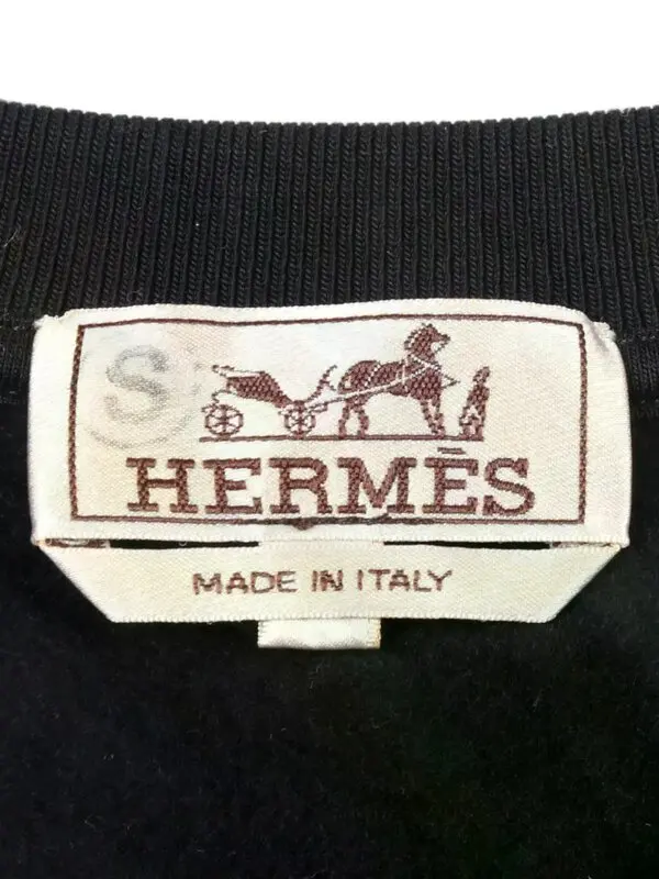 Hermès 2010s Etrier Decales Leather Patch Crewneck Sweatshirt