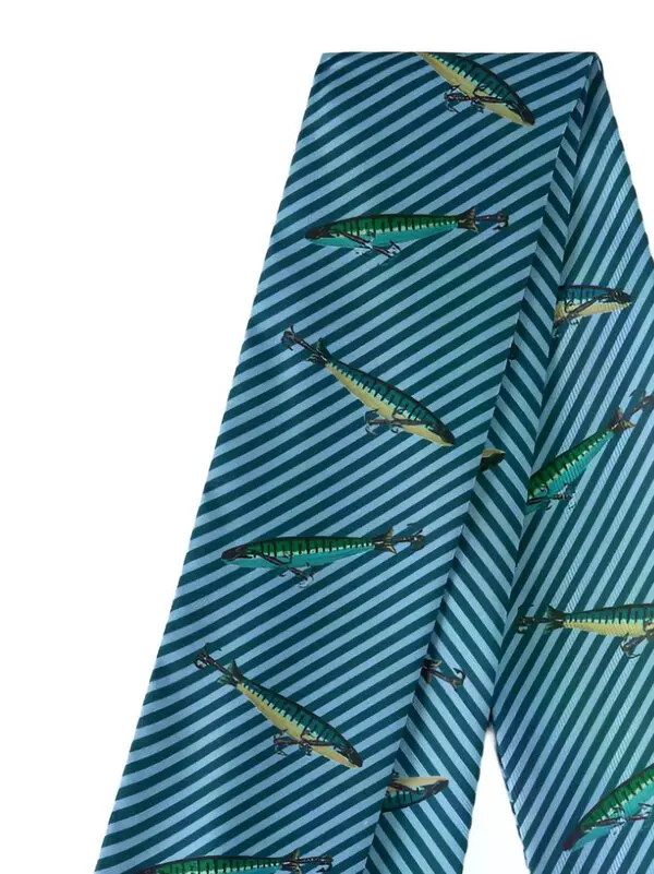 Mulberry Fishing Lure-print Skinny Scarf - Blue