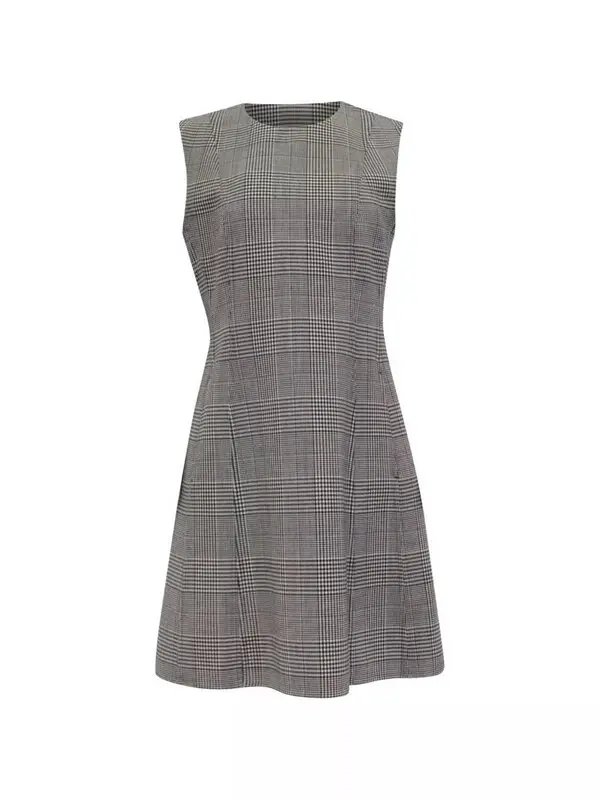 Theory Plaid A-line Wool Dress - Grey