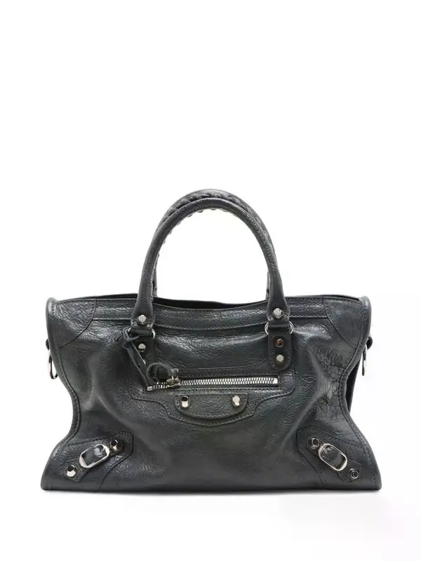Balenciaga Lambskin Motocross Classic City Satchel - Grey