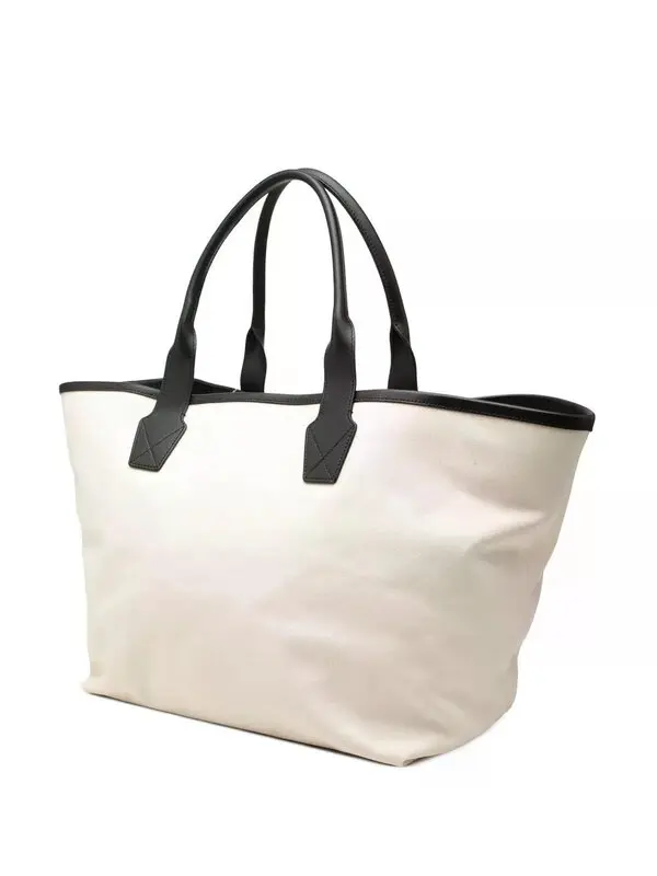 Balenciaga Large Canvas Tote Bag With Leather Trim - Brown