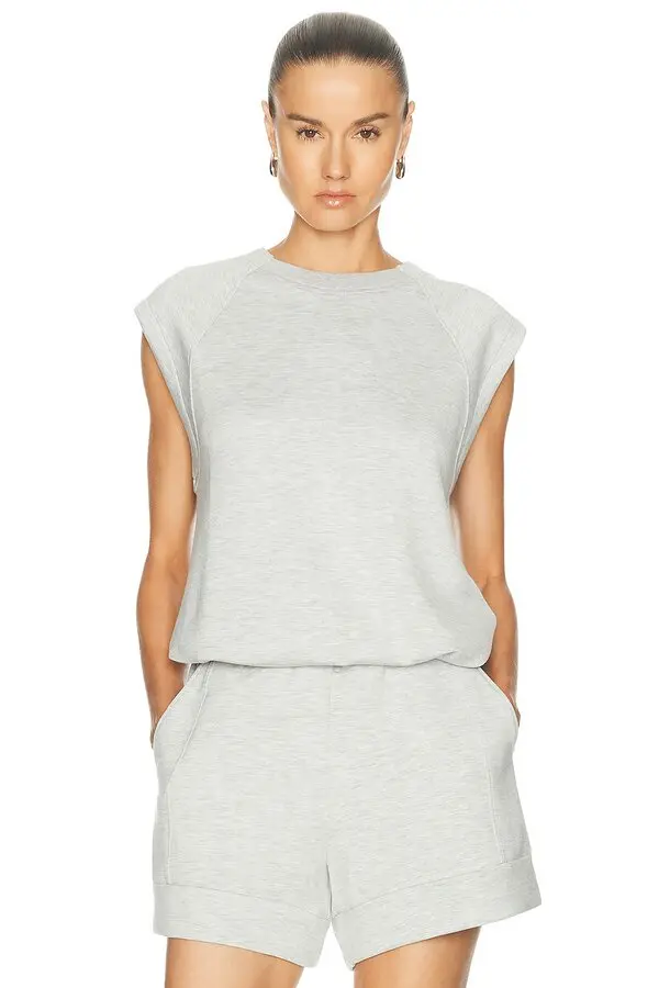 Varley Salome Raglan Tee Lightweight Two-way Stretch Top - Light Grey Marl