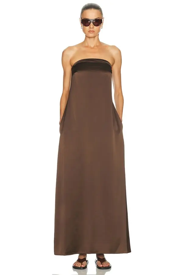 THE PARK Edith Strapless Gown - Chocolate