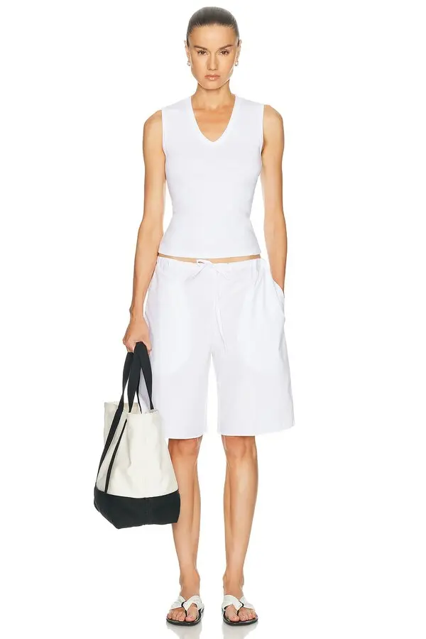 LESET Sleeveless V-neck Tank Top - White