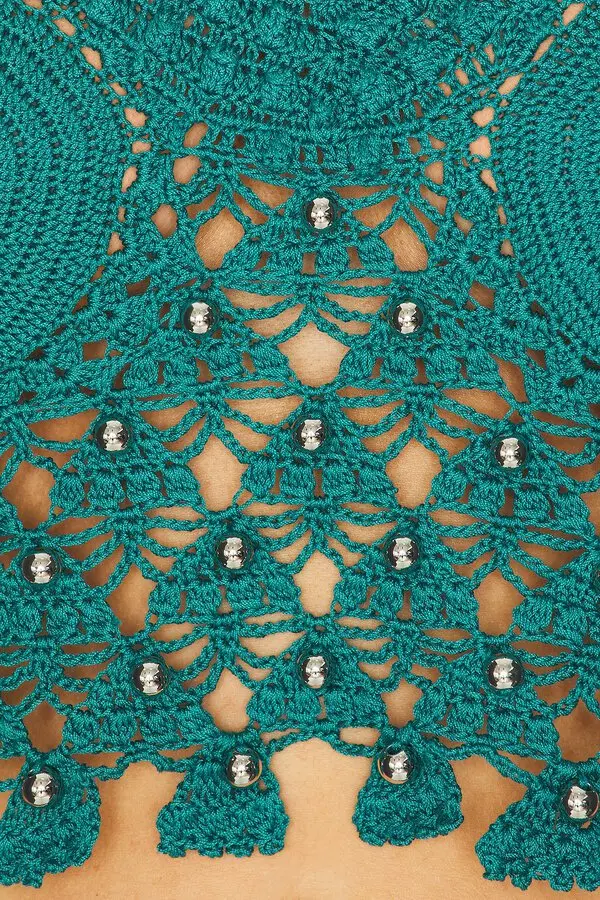 Rabanne Crochet Sleeveless Top - Green