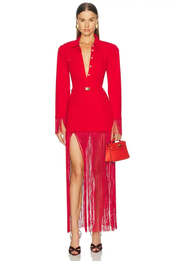 ROWEN ROSE Long Sleeve Polo Maxi Dress