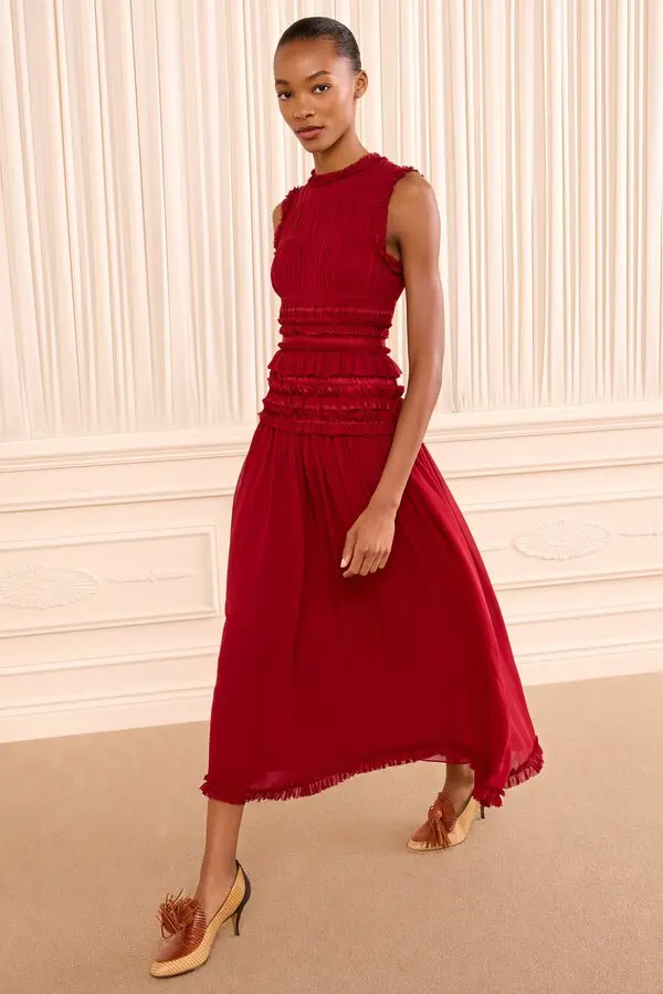 Ulla Johnson Etta Sleeveless Silk Dress - Cerise