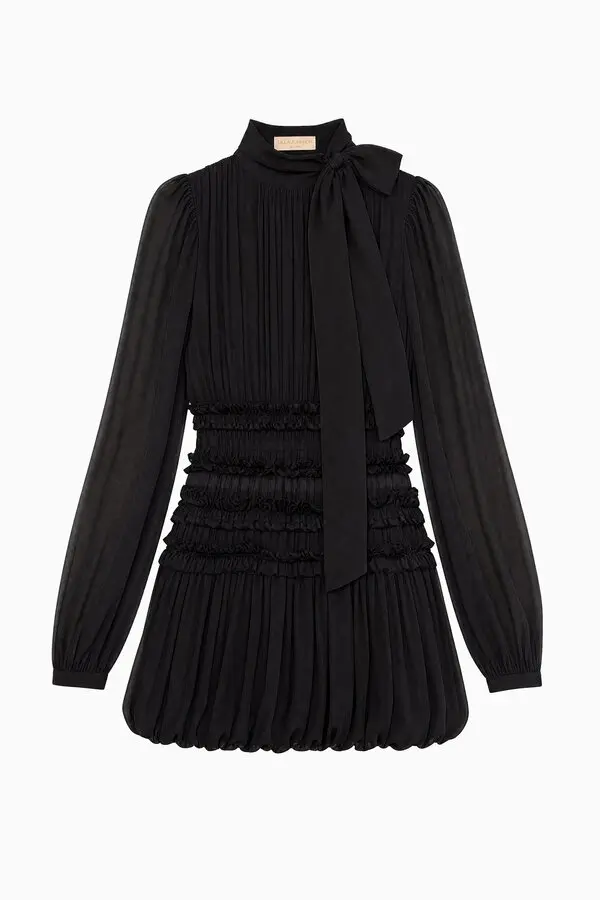Ulla Johnson Celestine Long Sleeve Silk Dress - Noir
