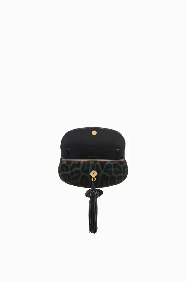 Ulla Johnson Paloma Bag In Leopard Haircalf With Tassels - Emerald Leopard