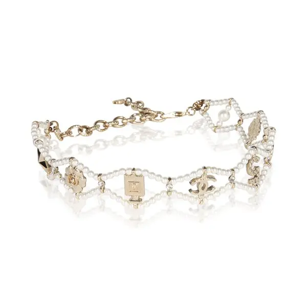 Chanel Gold-plated 2020 Woven Faux Pearl Choker Necklace - Gold_plated