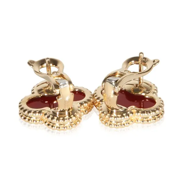 Van Cleef & Arpels Yellow Gold Carnelian Vintage Earrings