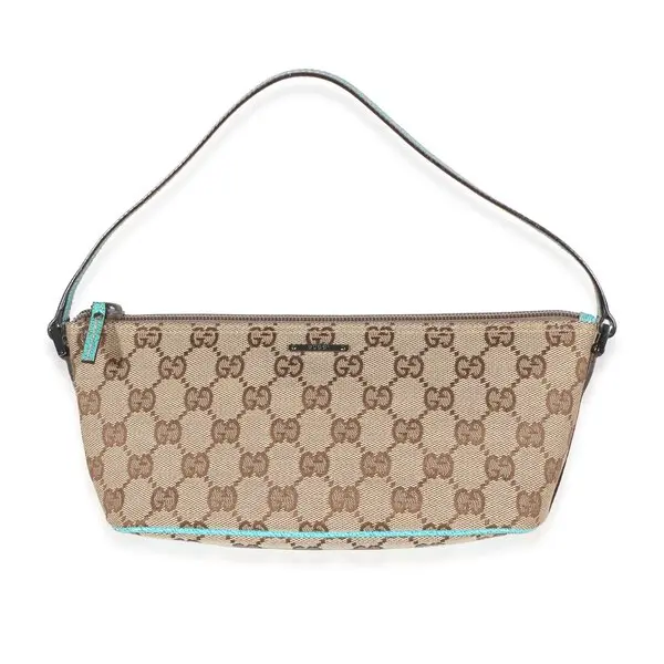 Gucci Beige Gg Monogram Canvas Boat Pochette - Tan