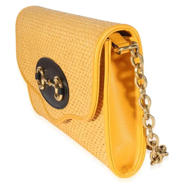 Gucci Raffia Horsebit 1955 Shoulder Bag