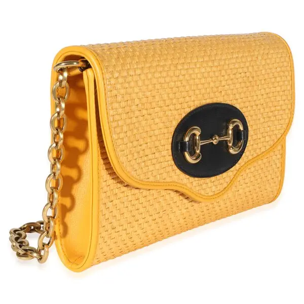 Gucci Raffia Horsebit 1955 Shoulder Bag