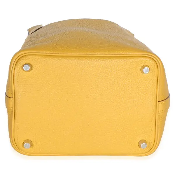 Hermès Picotin Lock 18 Pm Bag In Clemence Leather With Silver-tone Hardware - Yellow