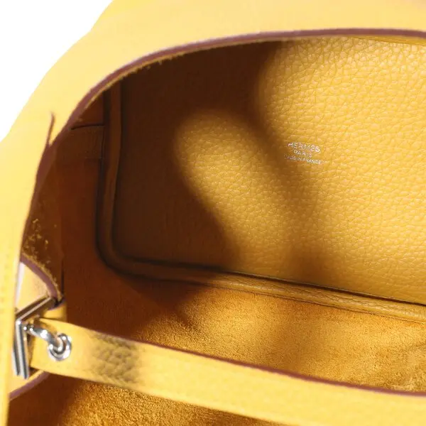 Hermès Picotin Lock 18 Pm Bag In Clemence Leather With Silver-tone Hardware - Yellow