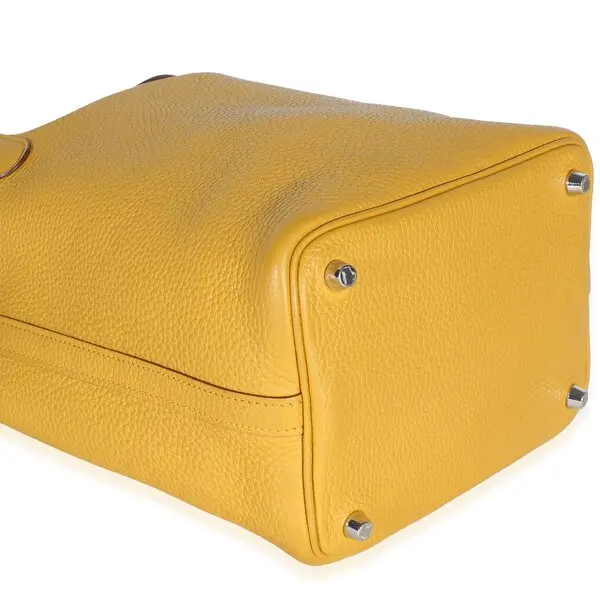 Hermès Picotin Lock 18 Pm Bag In Clemence Leather With Silver-tone Hardware - Yellow