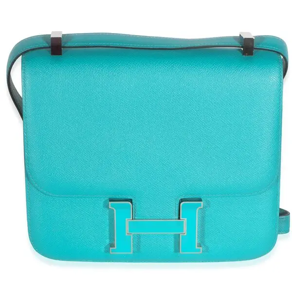 Hermès Constance 24 Bag In Bleu Paon Menthe Epsom Leather With Silver-tone Hardware - Blue