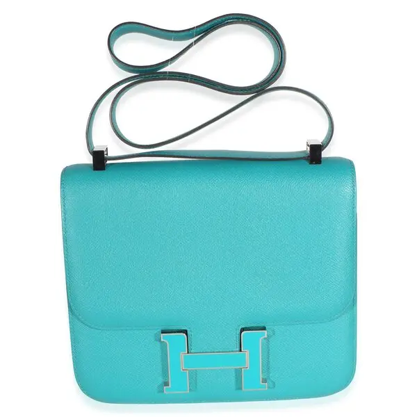 Hermès Constance 24 Bag In Bleu Paon Menthe Epsom Leather With Silver-tone Hardware - Blue
