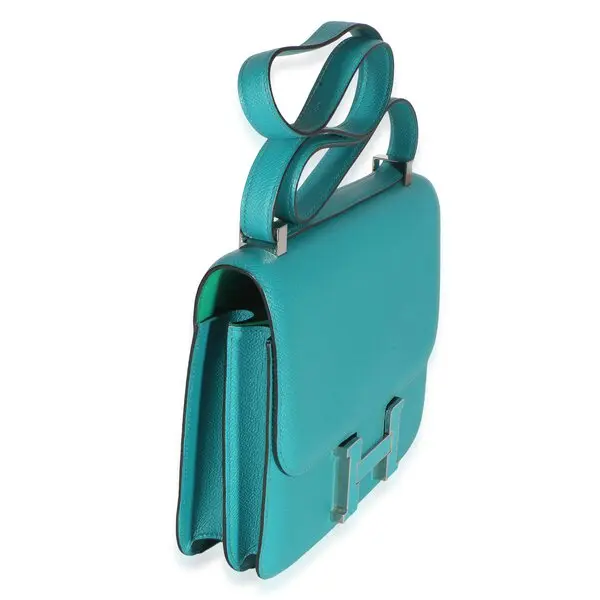 Hermès Constance 24 Bag In Bleu Paon Menthe Epsom Leather With Silver-tone Hardware - Blue
