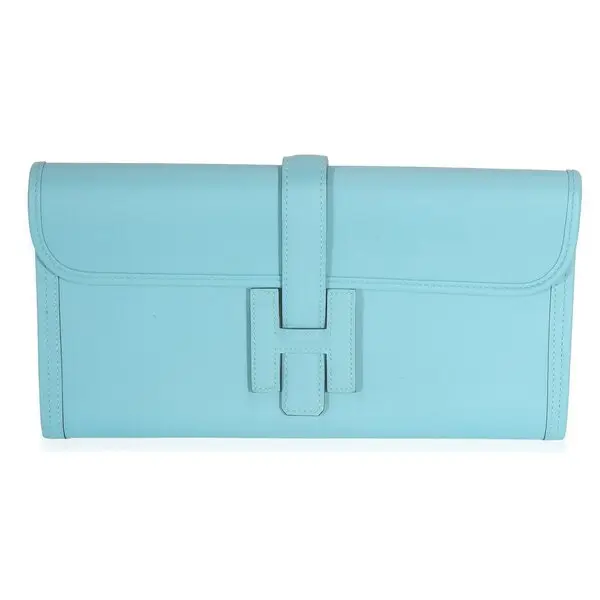 Hermès Bleu Saint Cyr Swift Jige Elan 29 Clutch - Blue