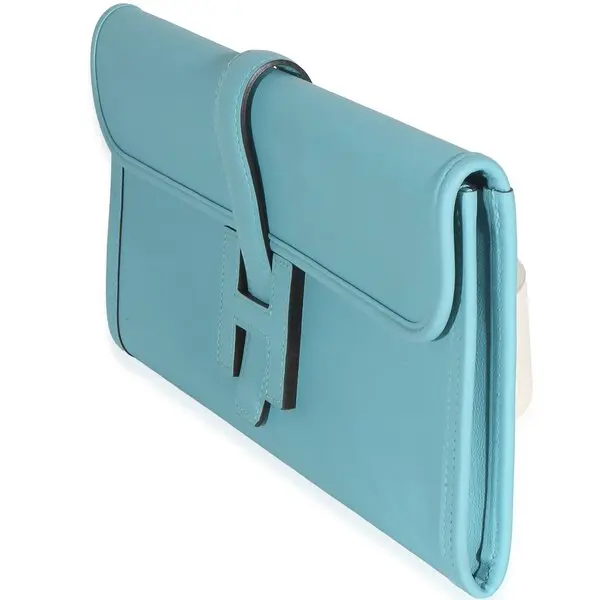 Hermès Bleu Saint Cyr Swift Jige Elan 29 Clutch - Blue