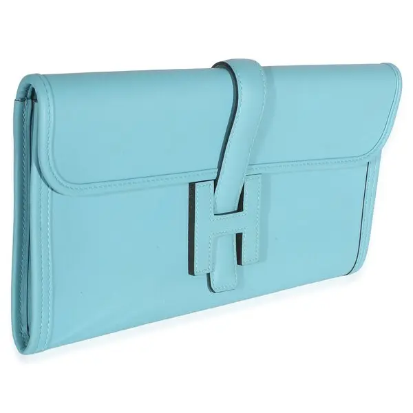 Hermès Bleu Saint Cyr Swift Jige Elan 29 Clutch - Blue