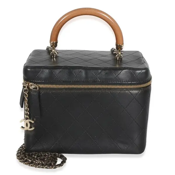 Chanel Flat Quilted Lambskin Knock On Wood Vanity Case