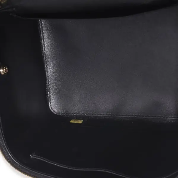 Chanel Quilted Lambskin Vanity Case With Top Handle And Chain Strap