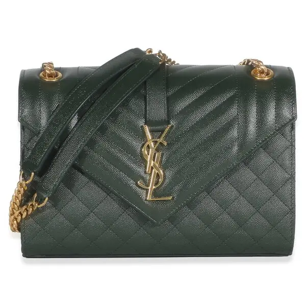 Saint Laurent Dark Grain De Poudre Triquilt Monogram Satchel