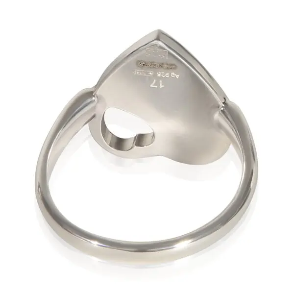 Gucci Sterling Silver Trademark Heart Cutout Ring