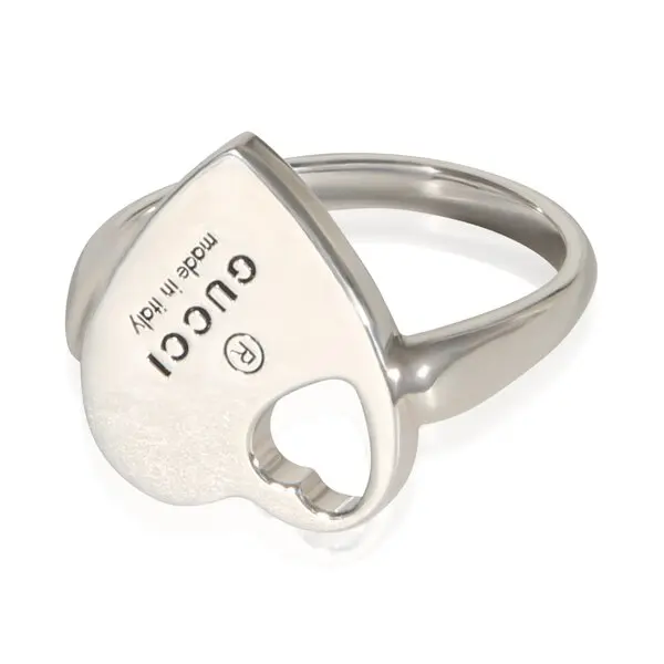 Gucci Sterling Silver Trademark Heart Cutout Ring - Sterling_silver
