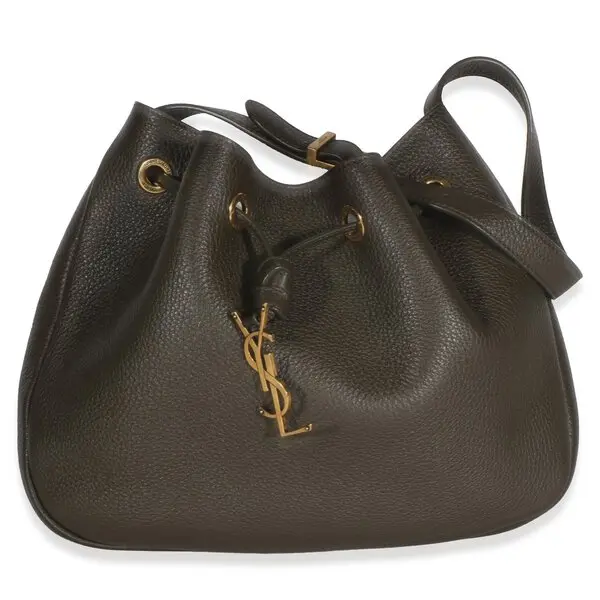 Saint Laurent Dark Grained Calfskin Hobo Bag
