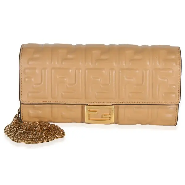 Fendi Miele Scuro Nappa Matisse Ff Embossed Continental Wallet On Chain