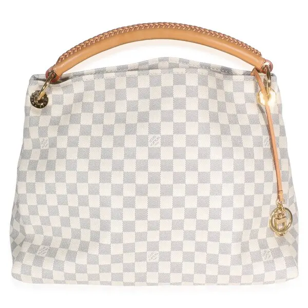 LOUIS VUITTON Damier Azur Canvas Artsy Mm Top Handle Bag - White