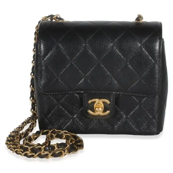 Chanel Quilted Goatskin Square Flap Bag - Black
