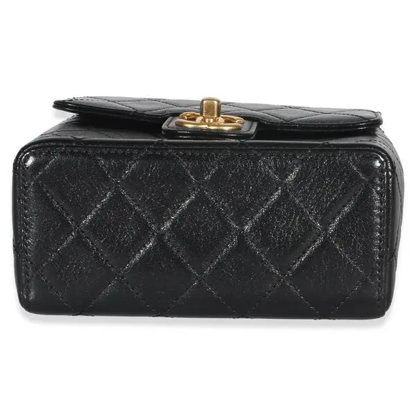 Chanel Quilted Goatskin Square Flap Bag - Black