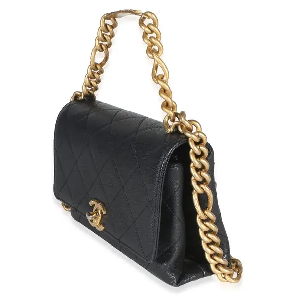 Chanel Quilted Caviar Flap Bag With Chain Strap