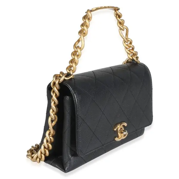 Chanel Quilted Caviar Flap Bag With Chain Strap