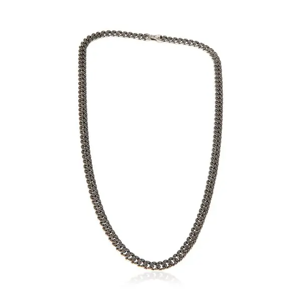 David Yurman Sterling Silver Diamond Curb Chain Necklace