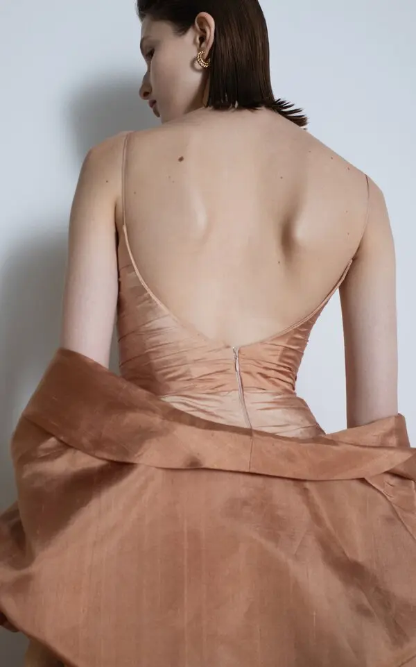 SANDRA MANSOUR Undertow Draped Silk Maxi Dress
