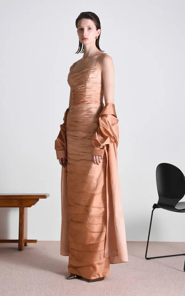 SANDRA MANSOUR Undertow Draped Silk Maxi Dress
