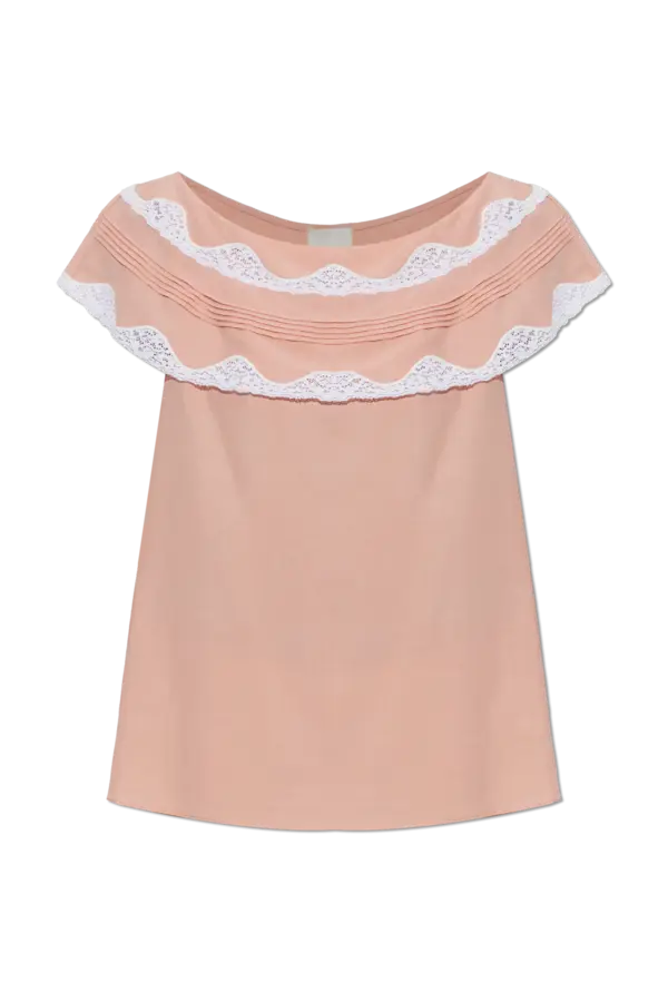 Posse Tabitha" Top In Tencel With Ruffle Detail - Pink