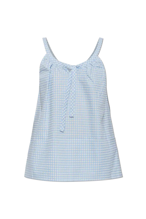 Posse Lila Cotton Gingham Top With Tie Detail