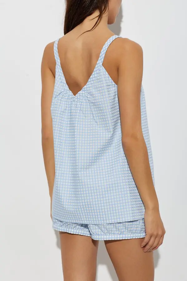 Posse Lila Cotton Gingham Top With Tie Detail