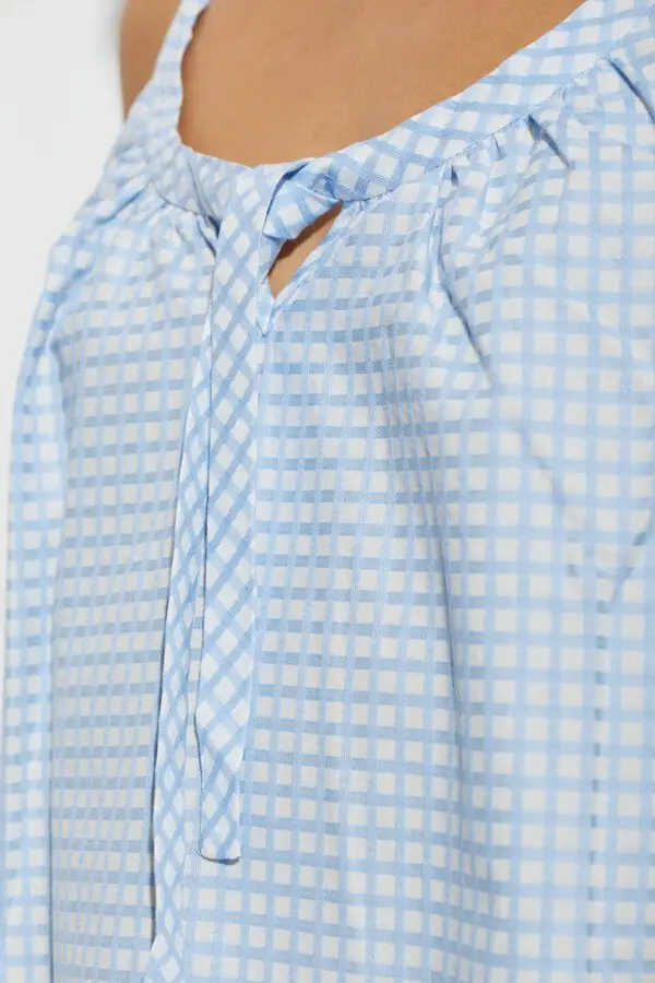 Posse Lila Cotton Gingham Top With Tie Detail