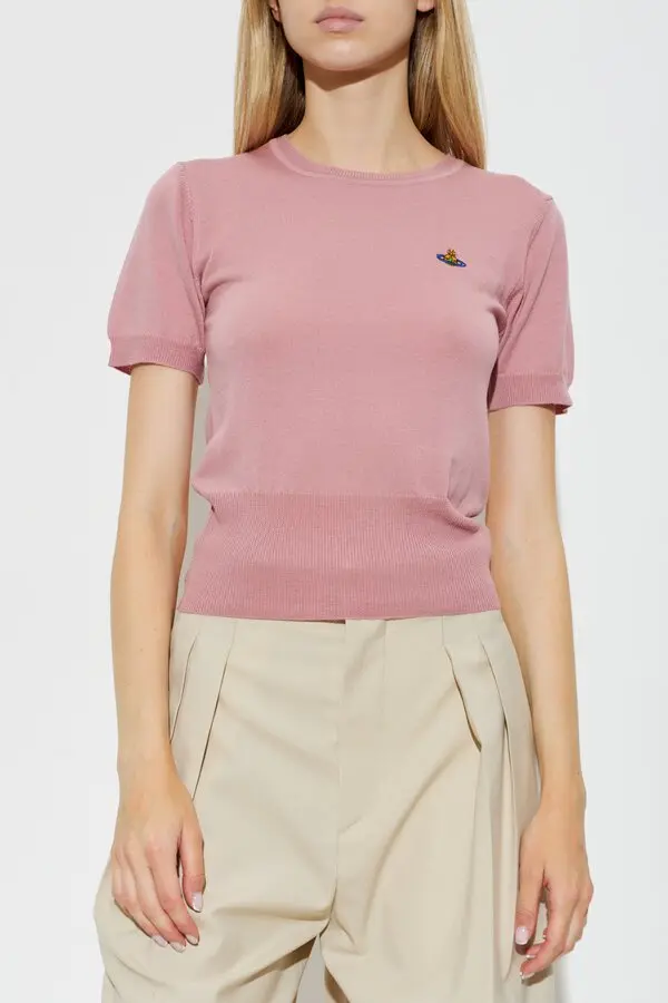 VIVIENNE WESTWOOD Bea' Fine Wool Short Sleeve Sweater - Pink