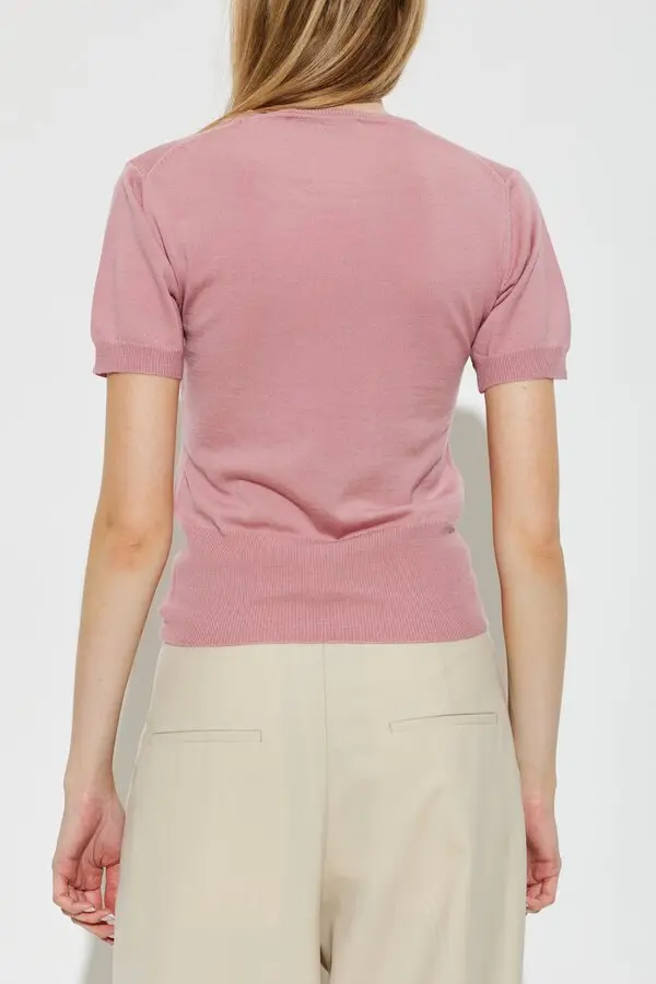 VIVIENNE WESTWOOD Bea' Fine Wool Short Sleeve Sweater - Pink